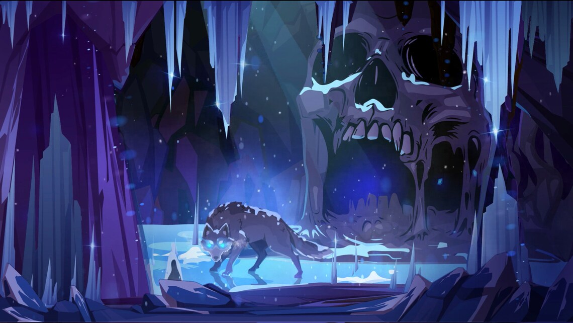 Animated Scenes Ice Wolf in Frozen Skull Cave Animated Twitch - Etsy