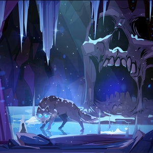 Animated Scenes Ice Wolf in Frozen Skull Cave, Animated Twitch Overlays ...