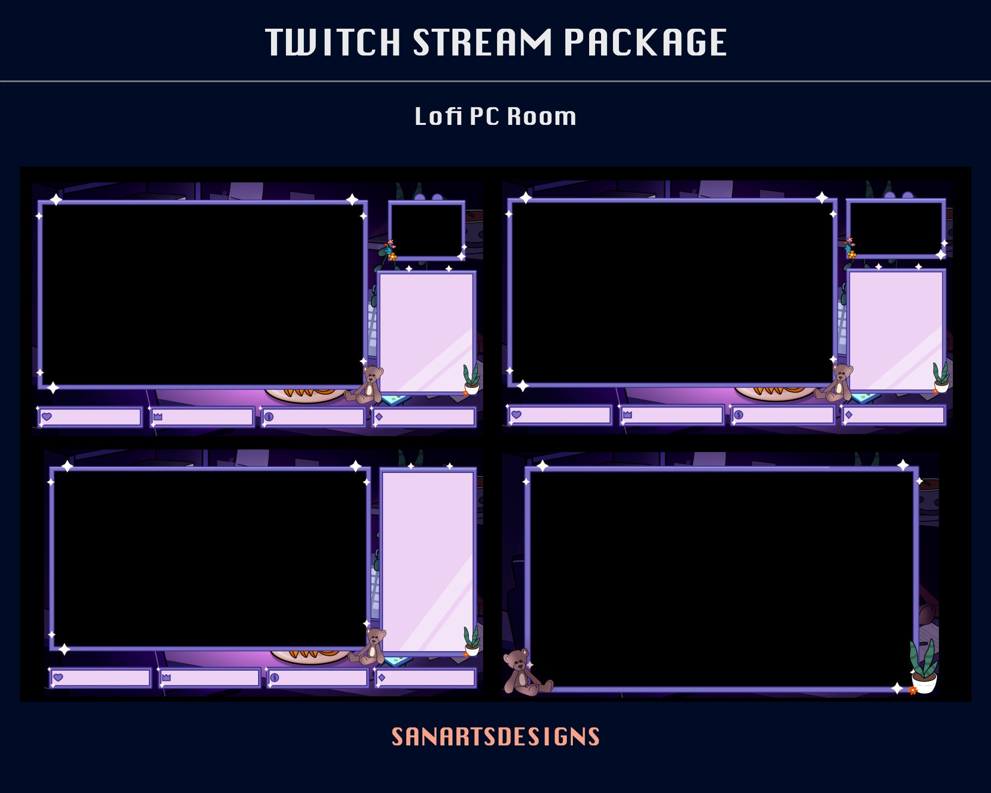 Animated Stream Package Lofi PC Desk Animated Twitch Overlays - Etsy