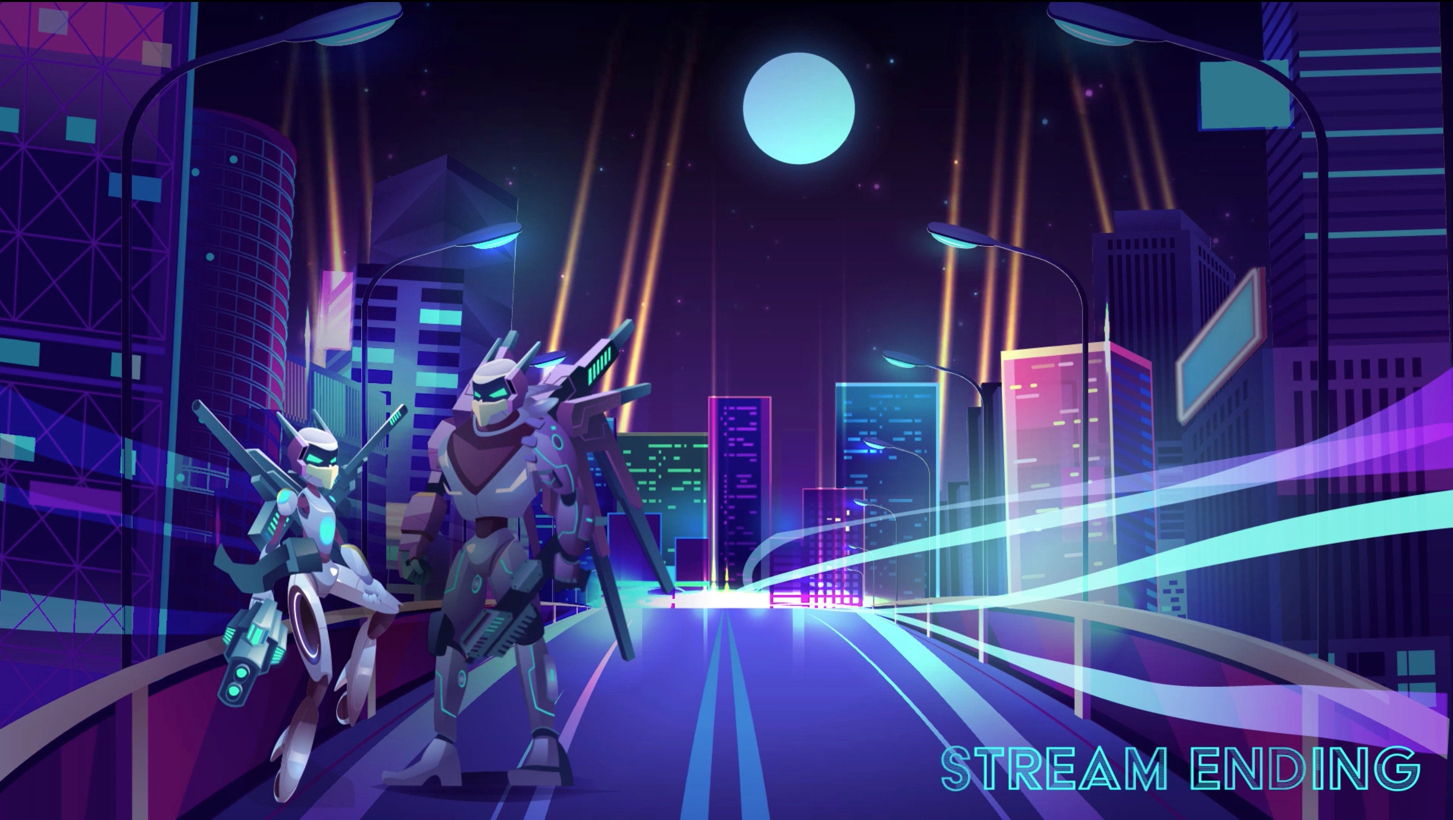 Animated Twitch Overlays Cyber City Robots Neon Stream - Etsy