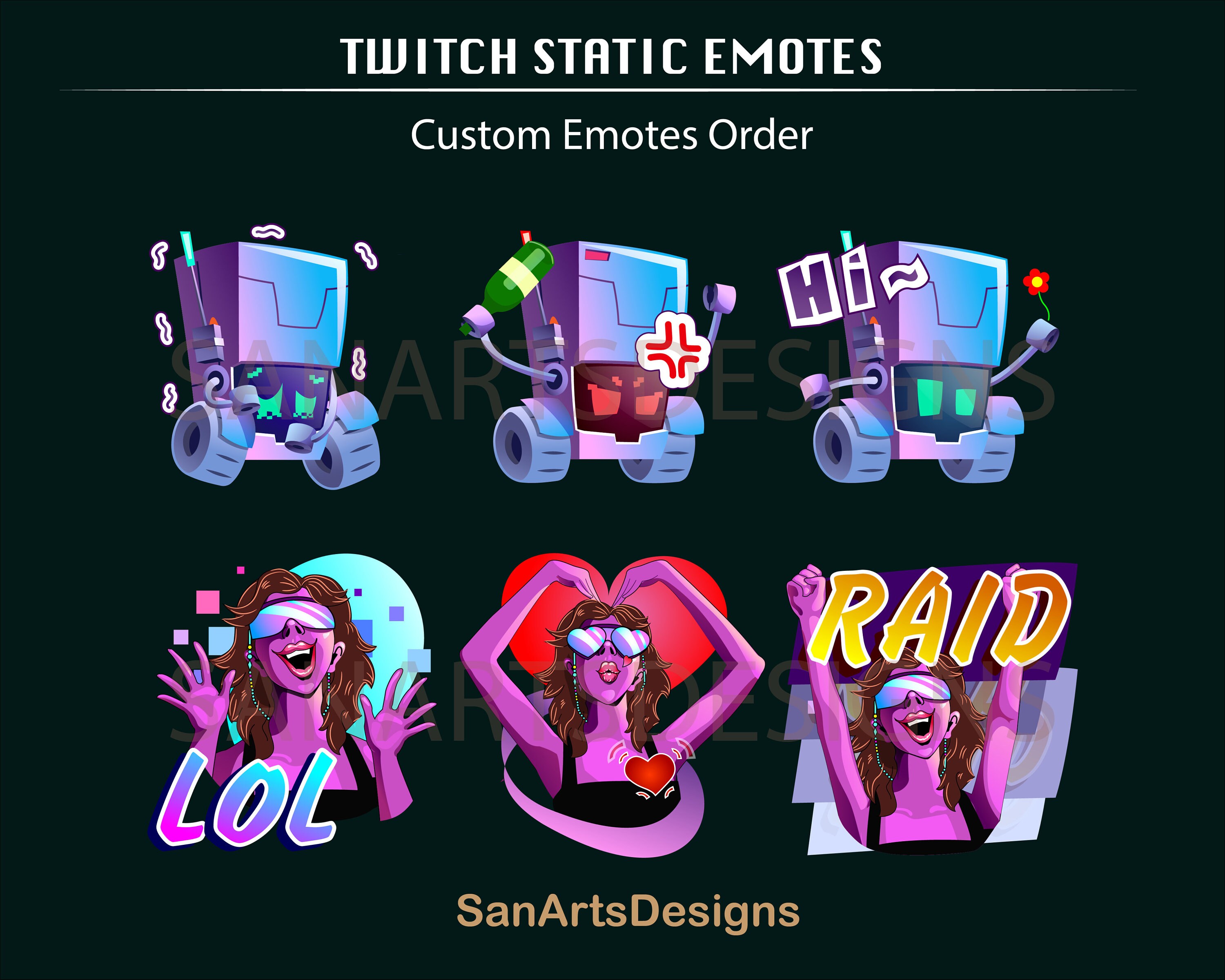 Static Custom Twitch Emotes for Streaming OBS Discord - Etsy