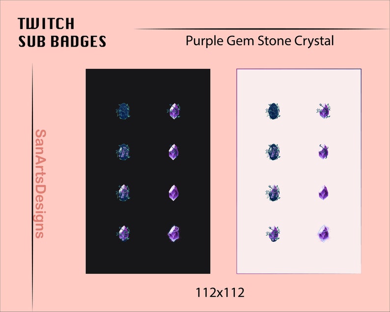 Purple Gem Stone Twitch Sub Badges / Purple Diamond Stone Twitch Sub ...