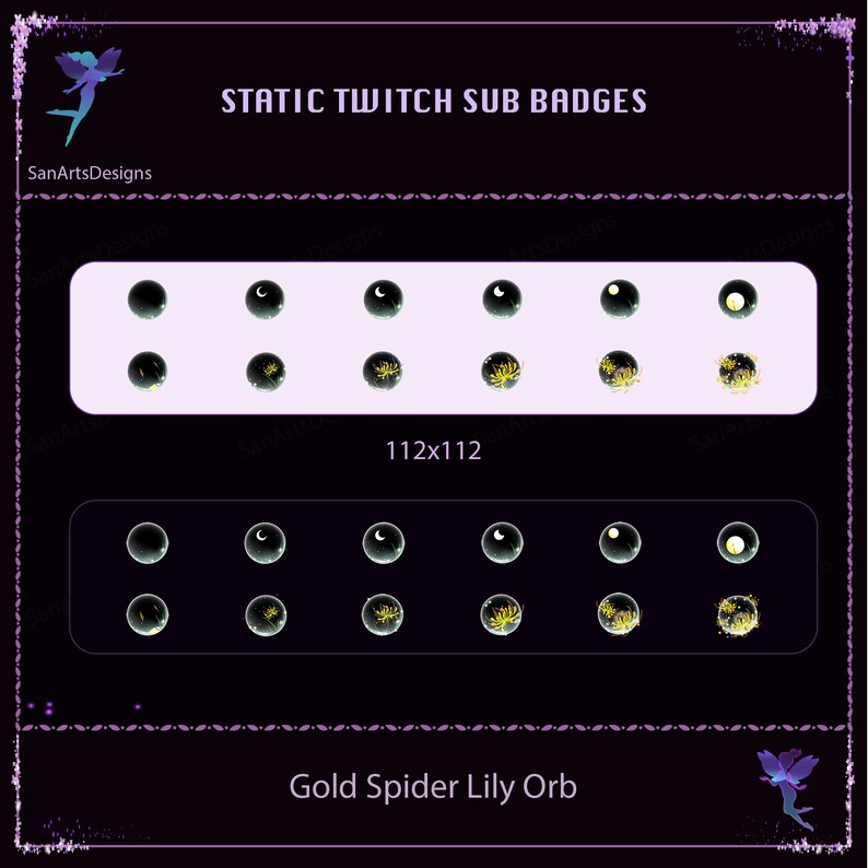Gold Spider Lilies Twitch Sub Badges, Yellow Spider Lily Twitch Sub ...