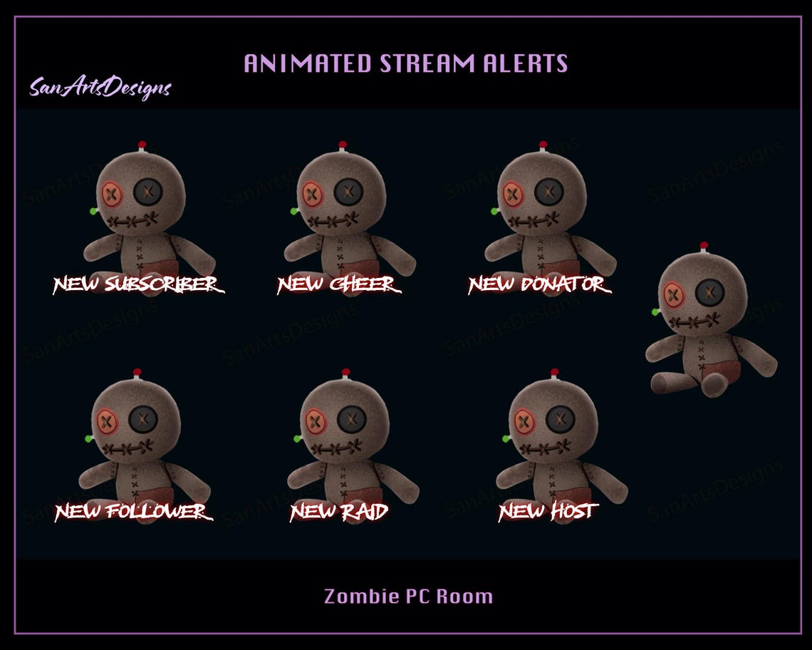Animated Stream Overlay Bundle Zombie PC Room, Animated Twitch Overlay ...