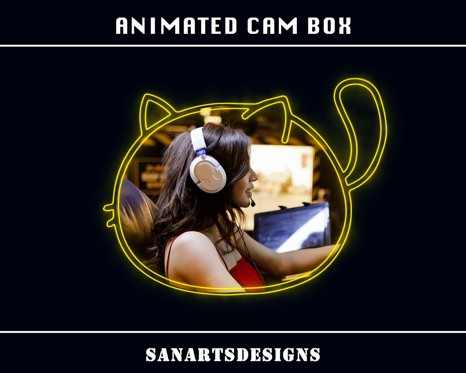 Animated Twitch Camera Frames Neon Cat, Neon Cat Shape Animated Twitch ...