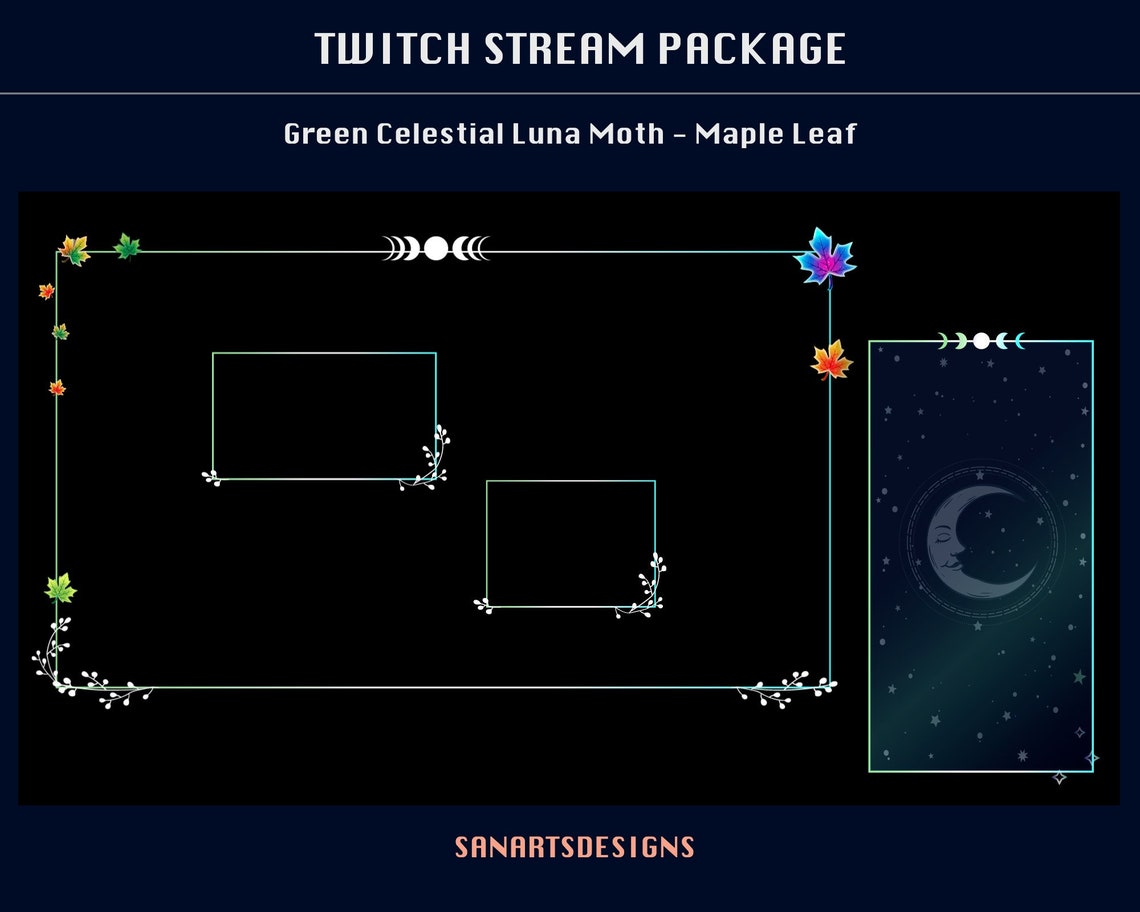 Static Stream Package Celestial Luna Moth Maple Leaf, Static Twitch ...