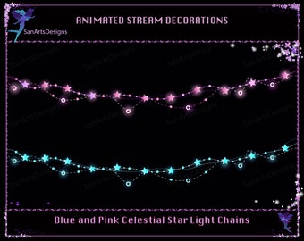Magic Star Light Chains Animated Stream Decorations, Celestial Lights Twitch Overlay for ...