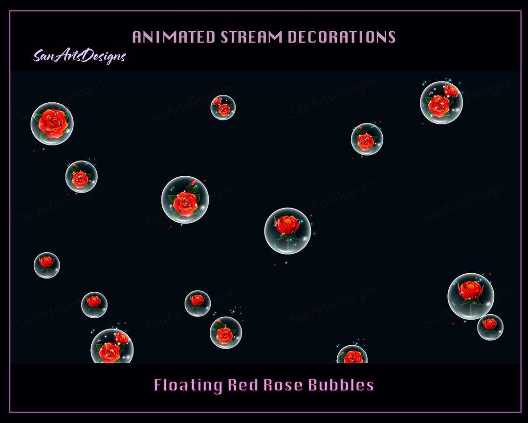 Floating Red Rose Bubbles Animated Stream Decoration, Floating Red Rose ...