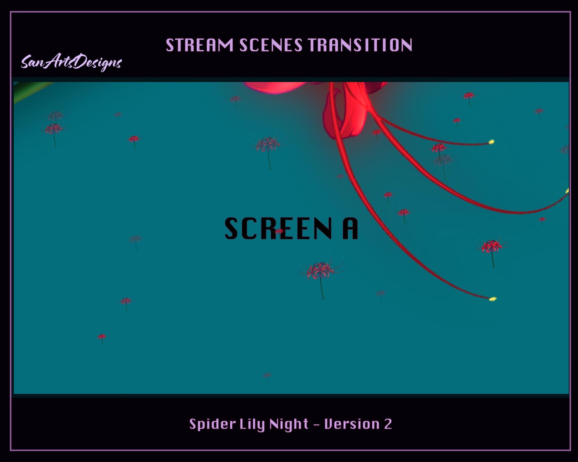 Falling Red Spider Lily Under Moon Twitch Stream Scenes Transition ...