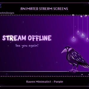Animated Stream Screens Purple Raven, Animated Twitch Screen Overlays ...