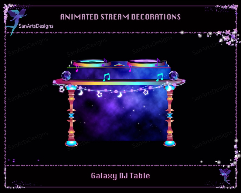 Galaxy DJ Table Animated Stream Decorations, Animated Vtuber Model ...