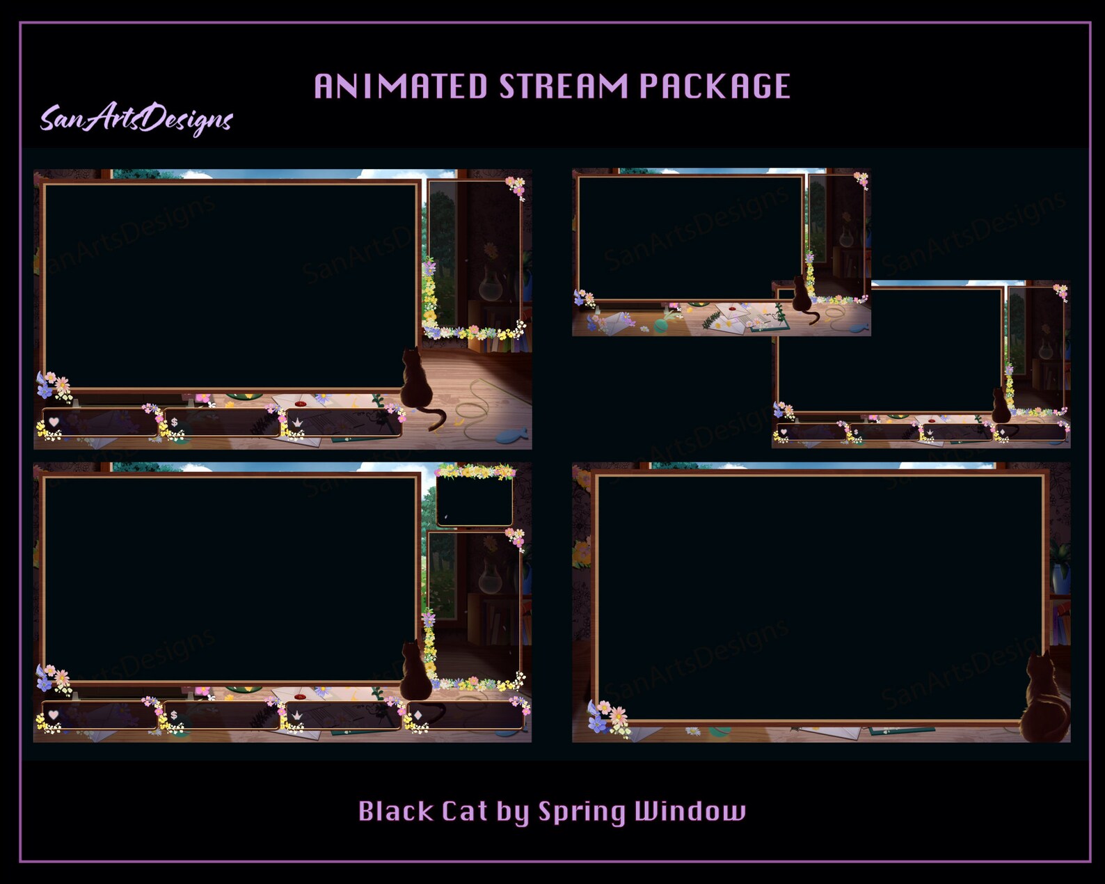 Animated Stream Overlay Layouts Black Cat by the SPRING Window ...