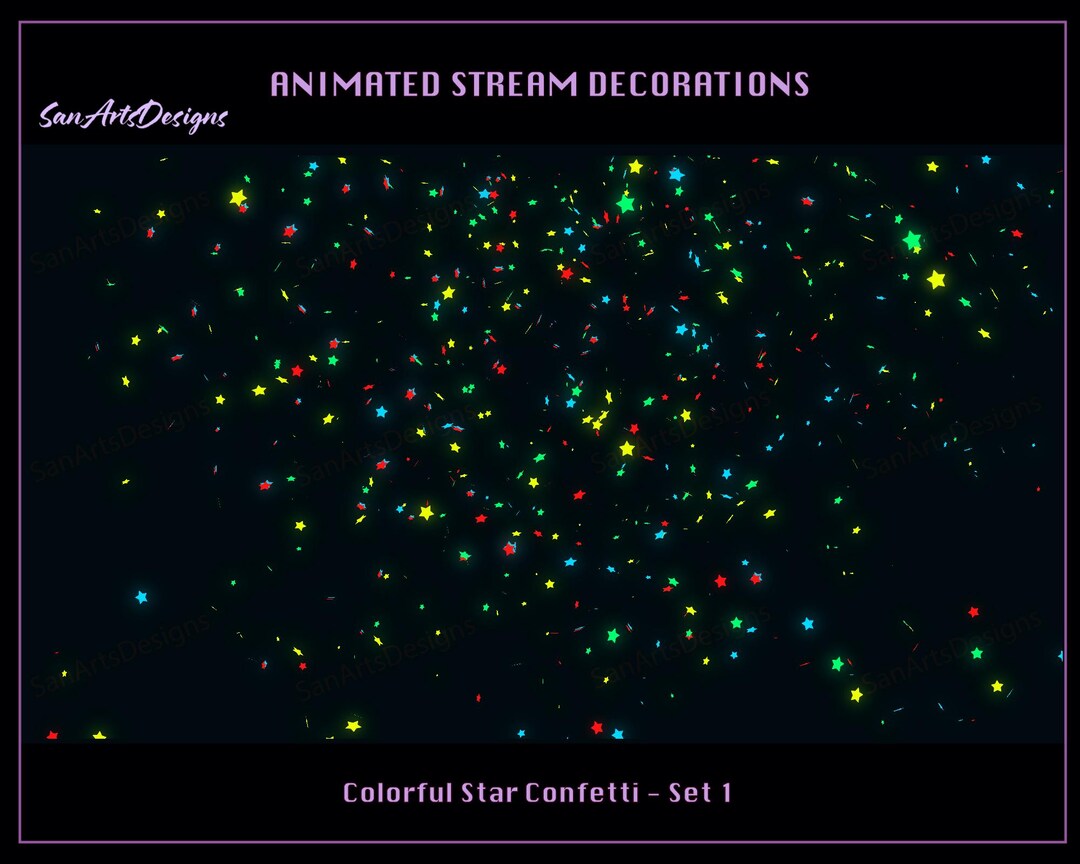 Colorful Star Confetti Shooting Animated Stream Overlay, Colorful Star ...