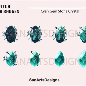 Light Blue Gem Stone Twitch Sub Badges / Cyan Diamond Stone Twitch Sub ...