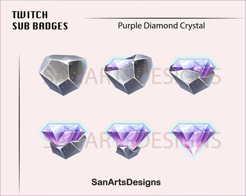 Purple Diamond Crystal Twitch Sub Badges / Purple Diamond - Etsy