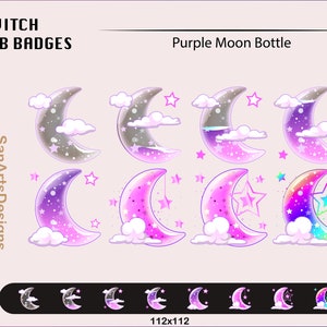 Purple Moon Bottle Twitch Sub Badges | Purple Moon Stream Sub Badges ...