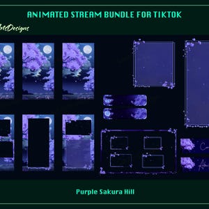 Animated TIKTOK Stream Overlay Bundle Lavender Sakura Hill, Animated ...