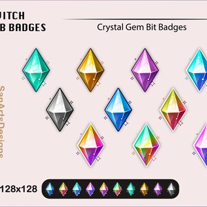 Crystal Gem Twitch Bit Badges, Gem Diamond Twitch Channel Point, Kawaii ...