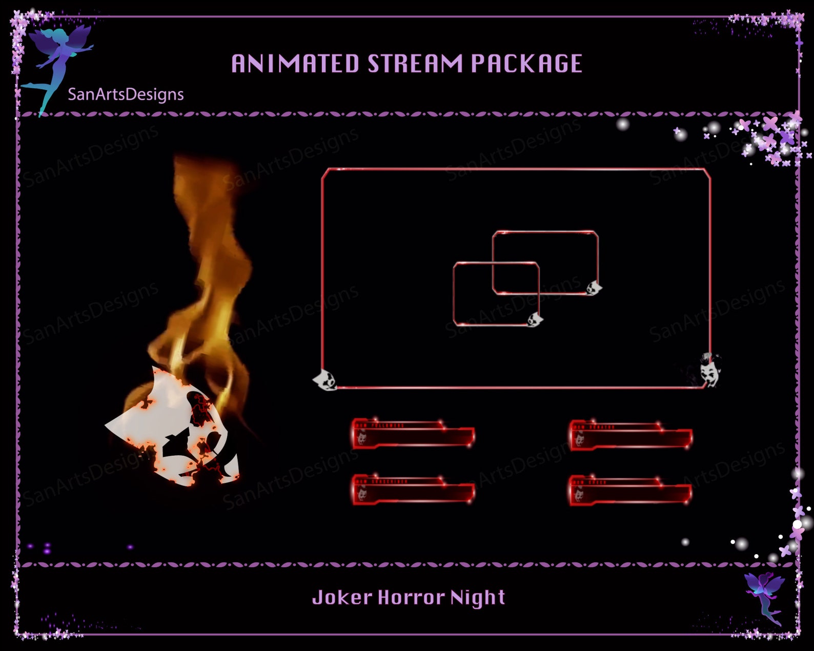 Animated Stream Overlay Package Joker Scary Night, Horror Joker ...