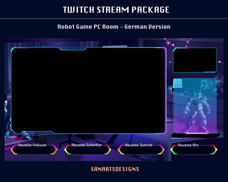 German Animated Stream Package Robot Game Room Animated - Etsy