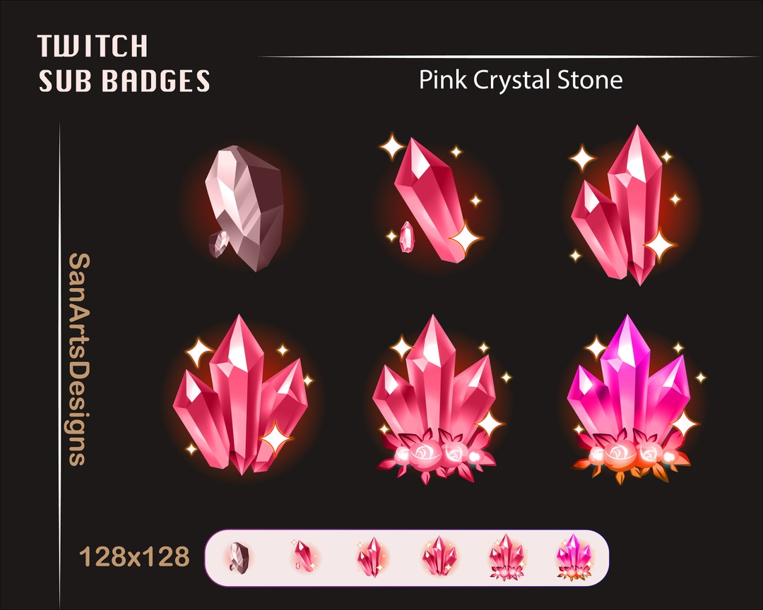 Pink Crystal Stone Twitch Sub Badges, Pink Gem Stone Twitch Sub Badges ...