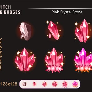 Pink Crystal Stone Twitch Sub Badges, Pink Gem Stone Twitch Sub Badges ...