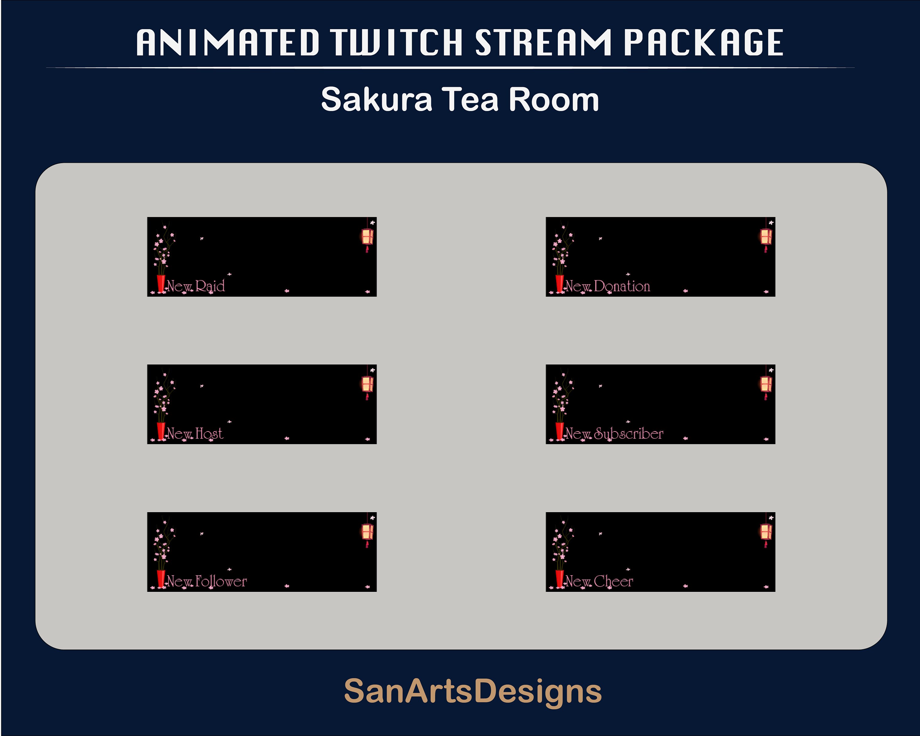 Animated Stream Package Sakura Tea Room Animated Twitch - Etsy