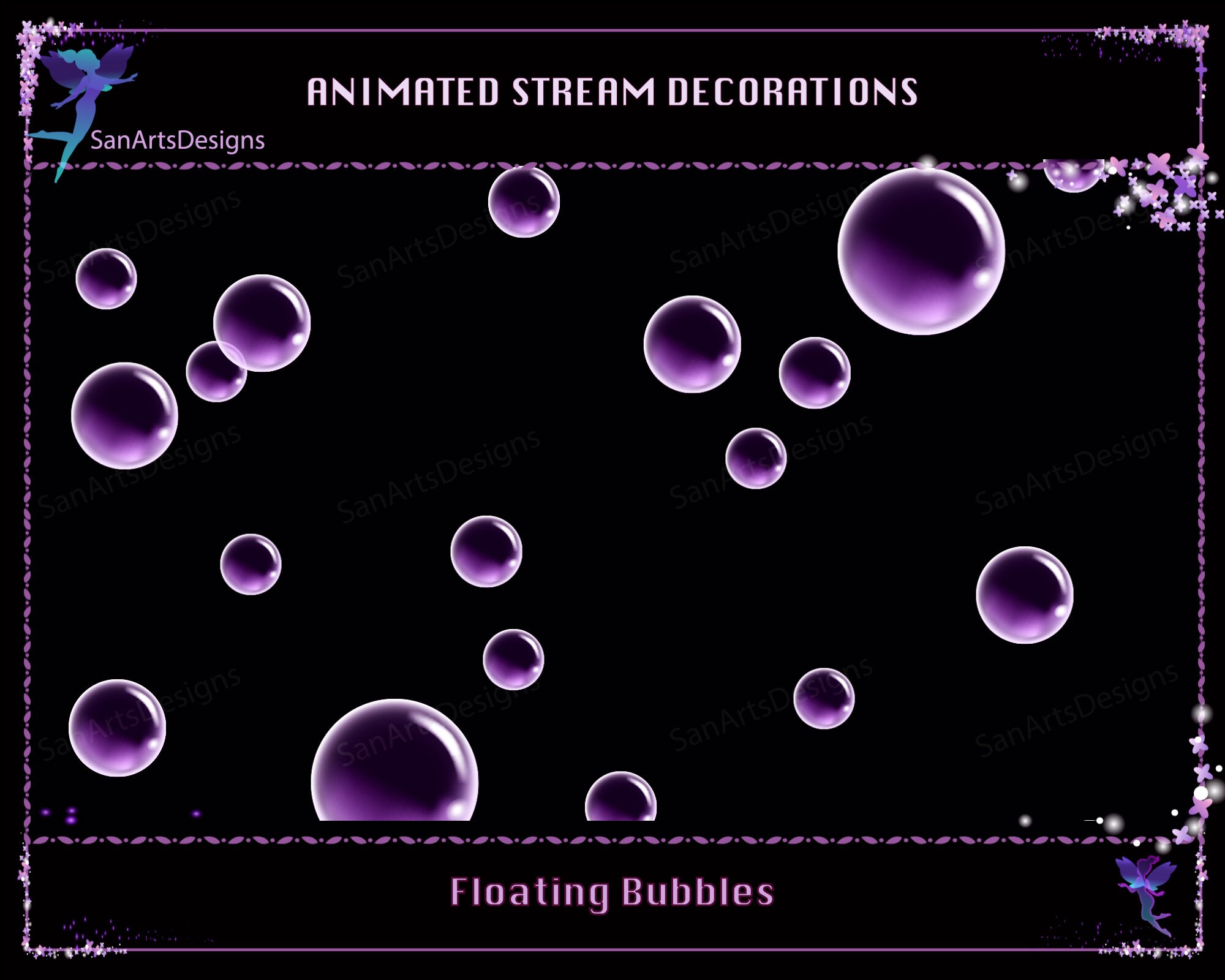 Floating Bubbles Animated Stream Decoration, Flying Blue Purple White ...