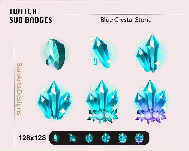 Blue Crystal Stone Twitch Sub Badges, Blue Gem Stone Twitch Sub Badges ...