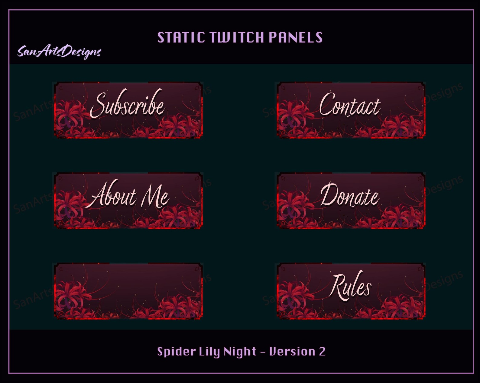 Animated Stream Package Spider Lily Garden, Animated Twitch Overlays ...