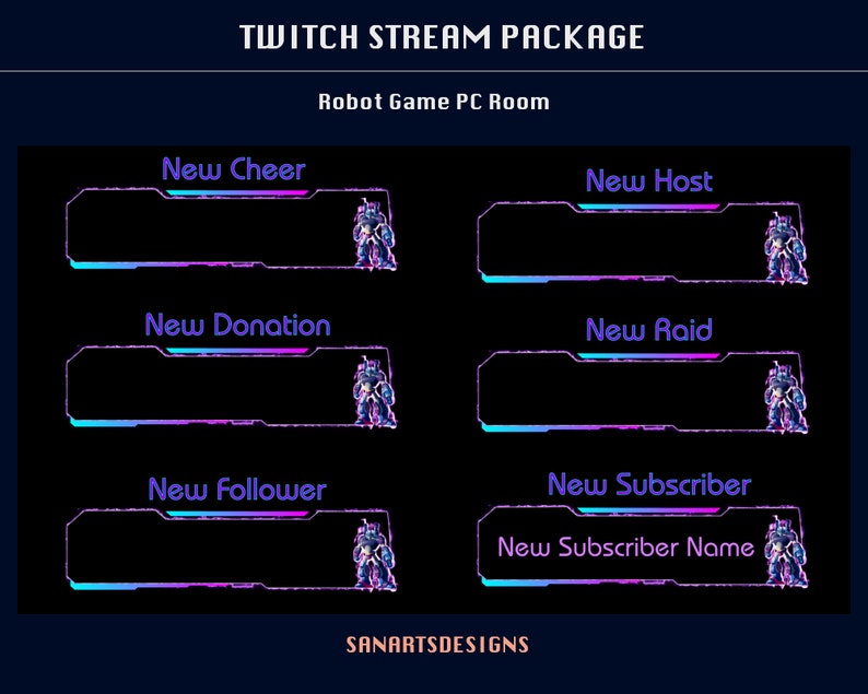 Animated Stream Package Robot Game Room Animated Twitch - Etsy