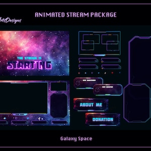 Animated Galaxy Space Stream Overlay Bundle, Galaxy Space Twitch ...