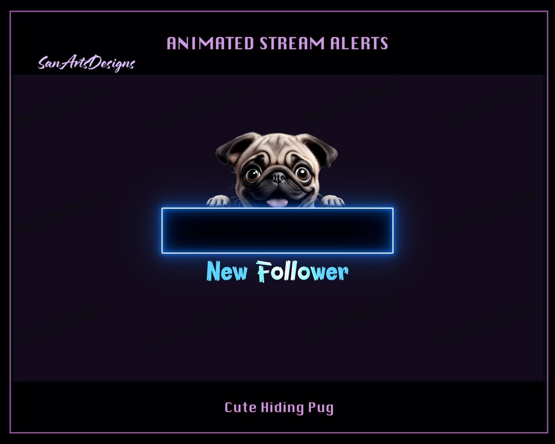 Cute Pug Twitch Stream Alerts, Cute Hiding Pug Stream Alerts, Cute Pug ...