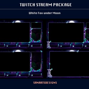 Animated Stream Package Magic White Fox Under Moon, Animated Twitch ...