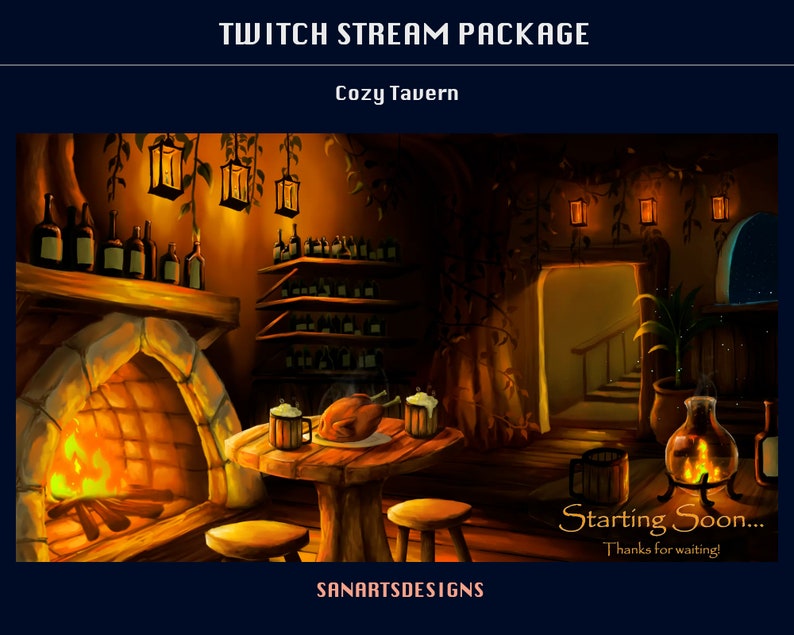 Animated Twitch Overlays Package Cozy Tavern, Warm Pub Animated Stream ...