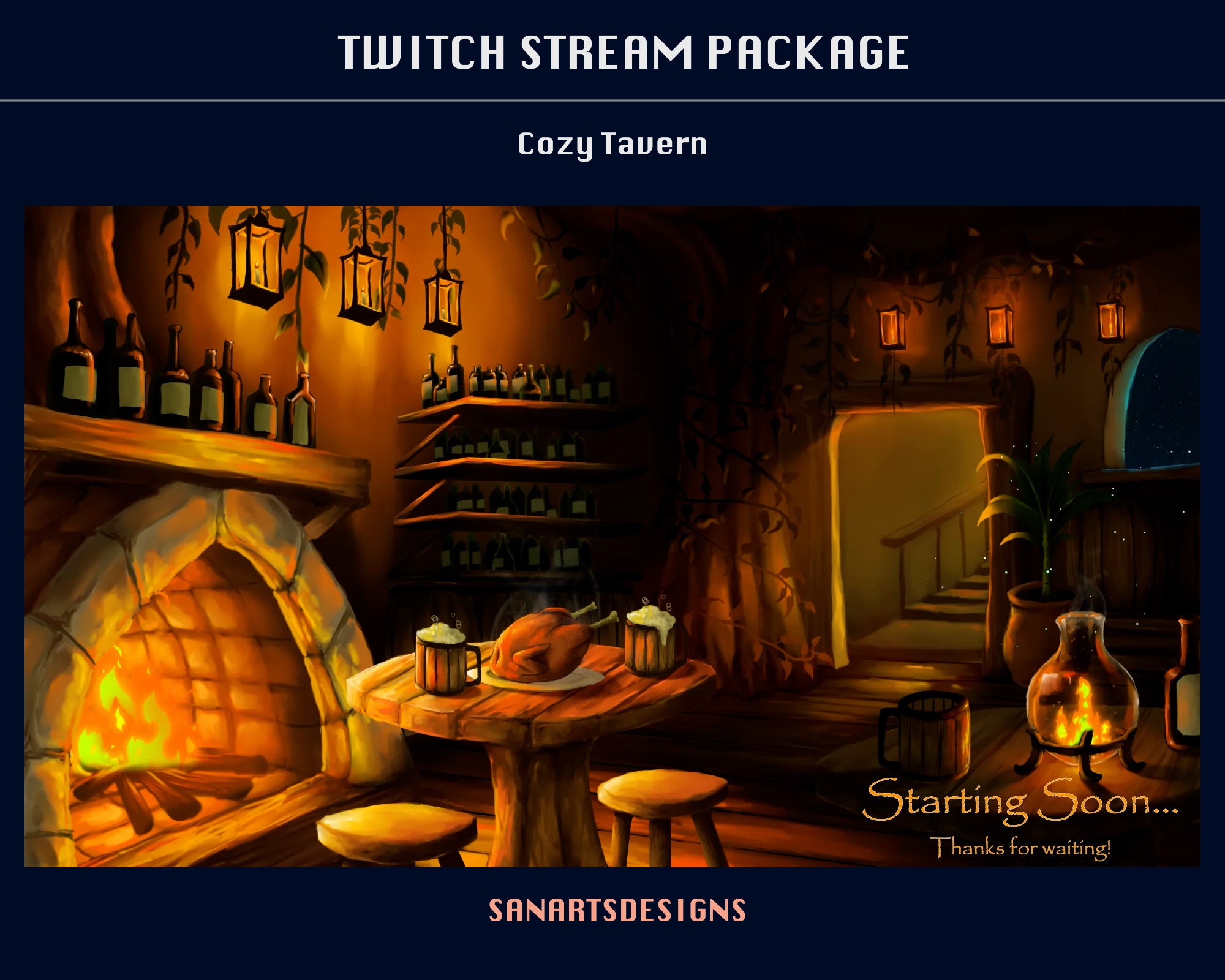 Animated Twitch Overlays Package Cozy Tavern, Warm Pub Animated Stream ...