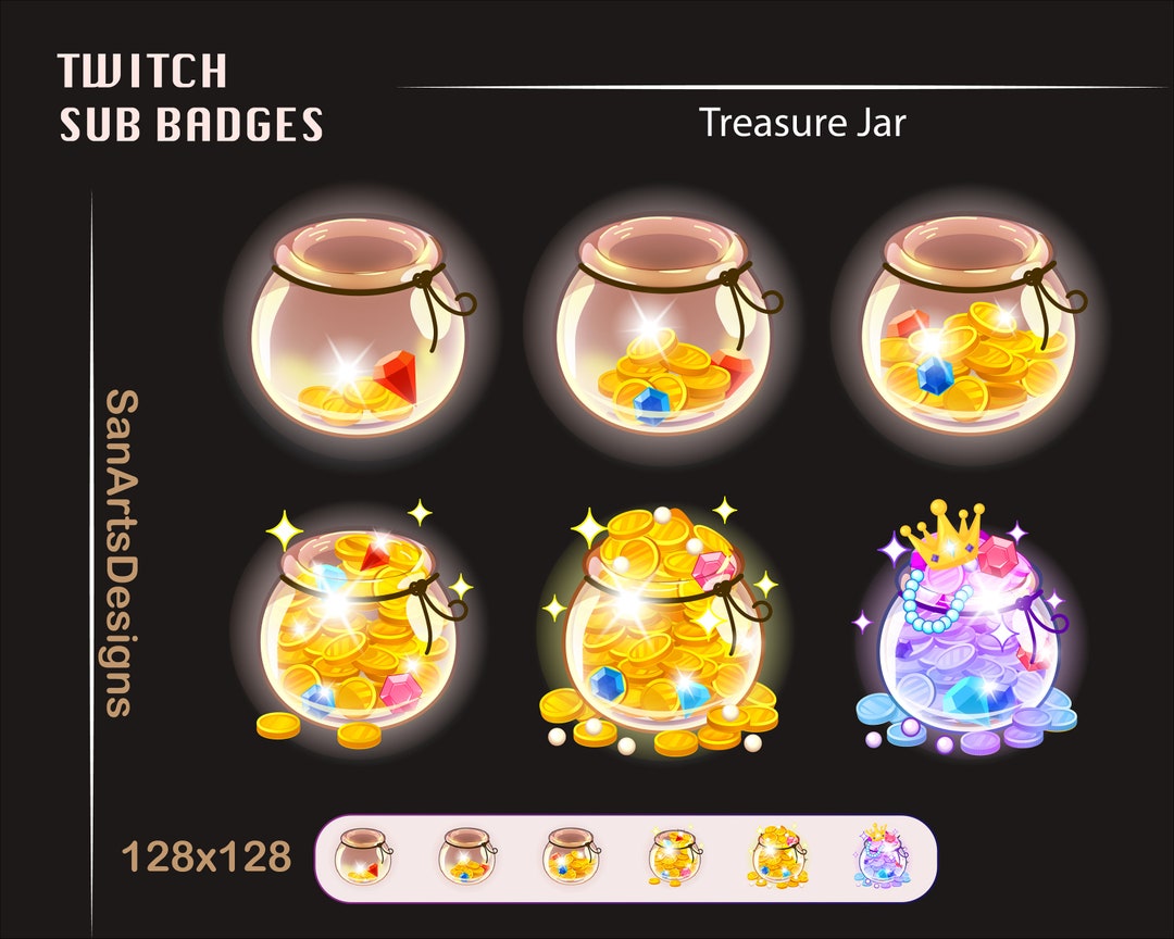 Treasure Jar Twitch Sub Badges, Jewelry Jar Twitch Sub Badges, Kawaii ...