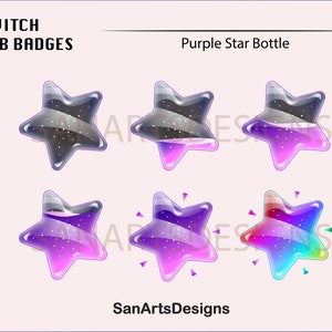 Purple Star Bottle Twitch Sub Badges | Purple Star Stream Badges ...