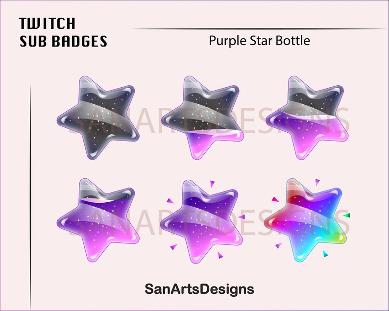 Purple Star Bottle Twitch Sub Badges Purple Star Stream - Etsy UK