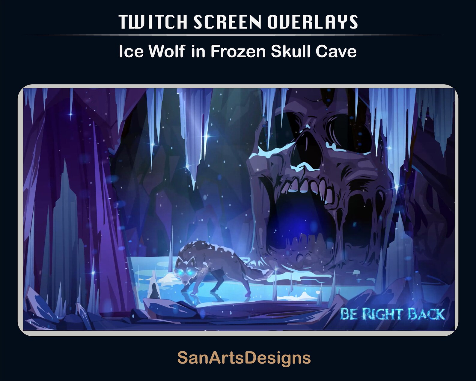 Animated Scenes Ice Wolf in Frozen Skull Cave, Animated Twitch Overlays ...