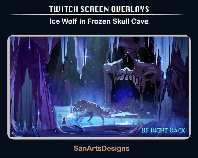 Animated Scenes Ice Wolf in Frozen Skull Cave, Animated Twitch Overlays ...