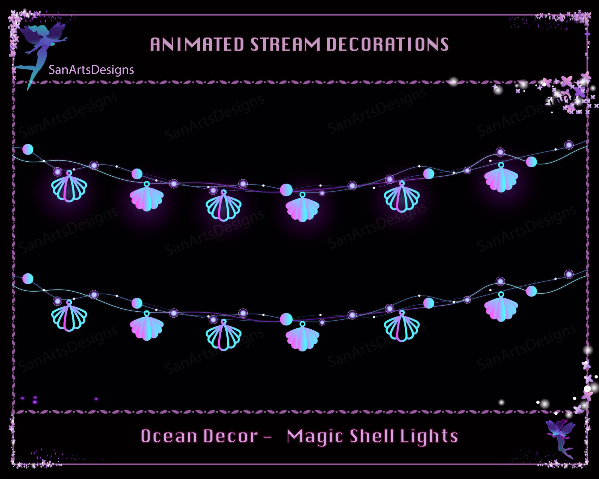 Magic Sea Shell Light Chains Animated Twitch Stream Decorations ...