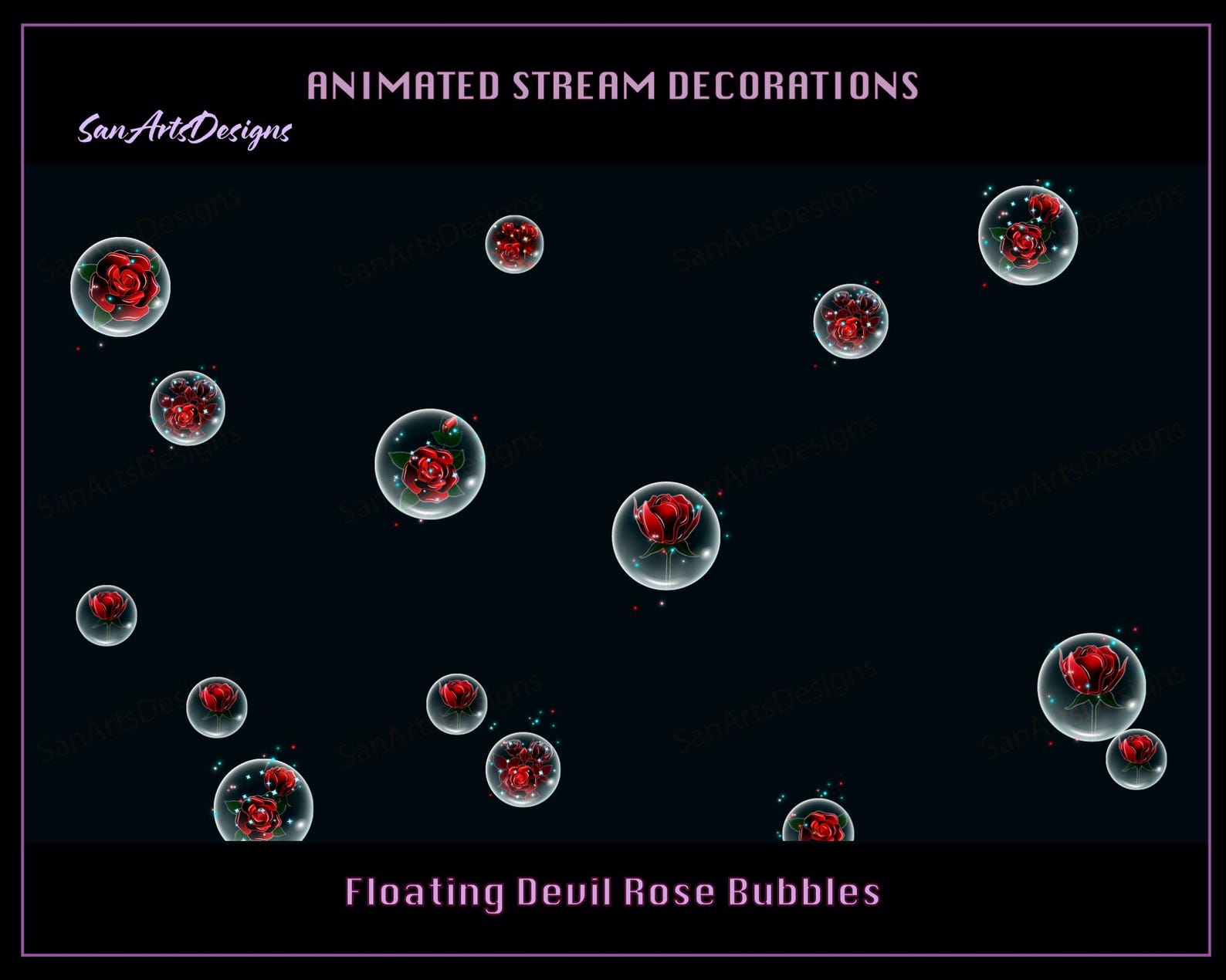 Floating Devil Red Rose Bubbles Animated Stream Decoration, Floating ...