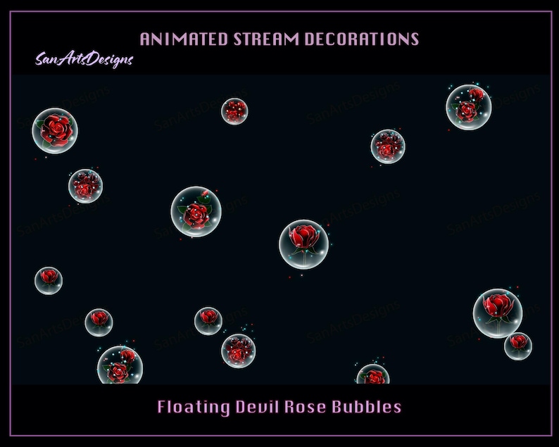 Floating Devil Red Rose Bubbles Animated Stream Decoration, Floating ...