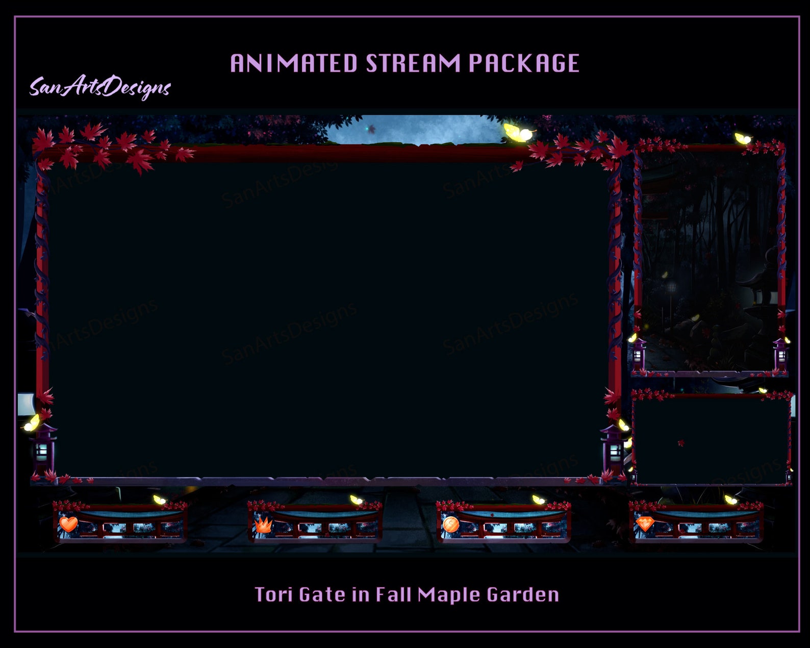 Tori Gate in Fall Animated Twitch Overlay Bundle, Autumn Tori Gate ...