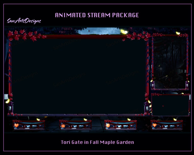 Tori Gate in Fall Animated Twitch Overlay Bundle, Autumn Tori Gate ...