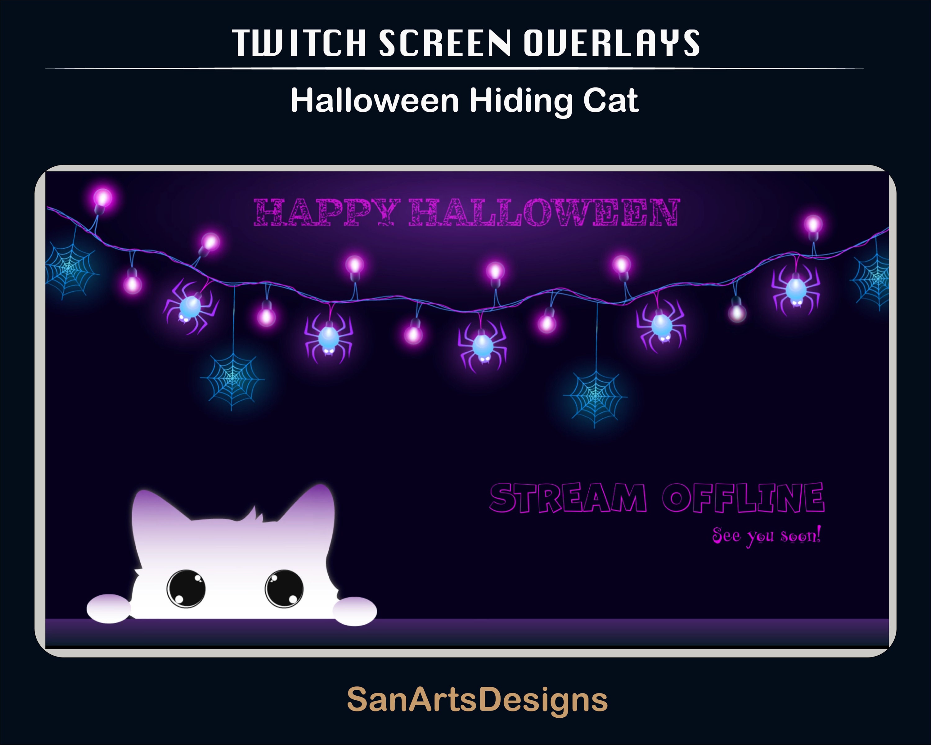 Animated Scenes Halloween Hiding Cat, Animated Twitch Overlays Cute ...