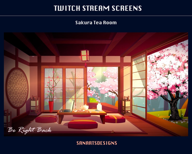 Animated Scenes Sakura Tea Room, Animated Twitch Overlays Sakura Tea PC ...