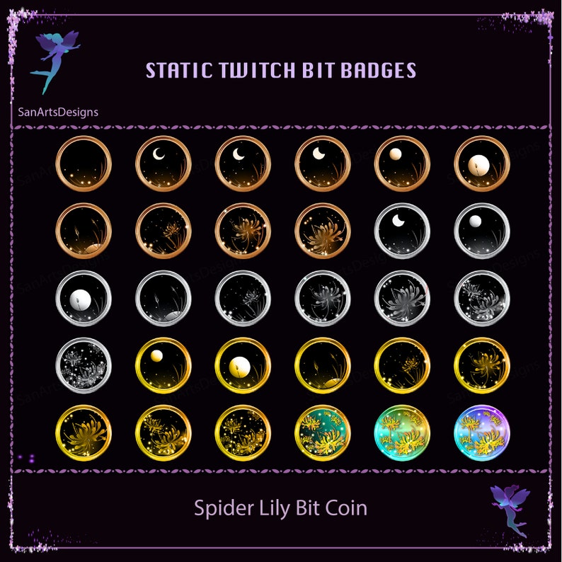 Spider Lilies Coins Twitch Sub Badges, Spider Lily Coin Twitch Bit ...