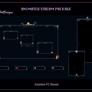 Animated Stream Overlay Bundle Zombie PC Room, Animated Twitch Overlay ...